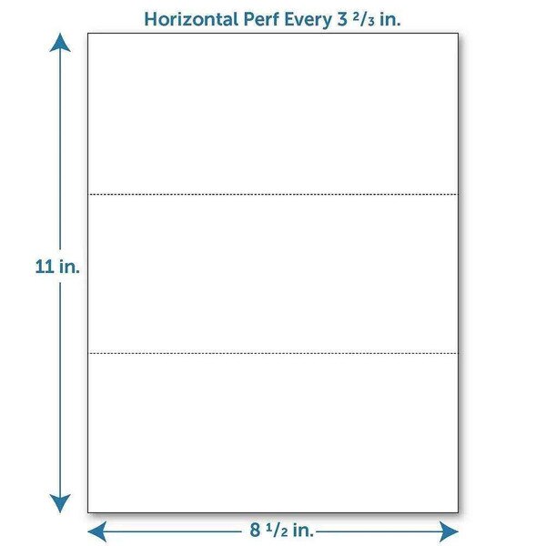 8.5X11 20# 2 PERF EVERY 3 2/3" White Pre-Perfed Lettermark